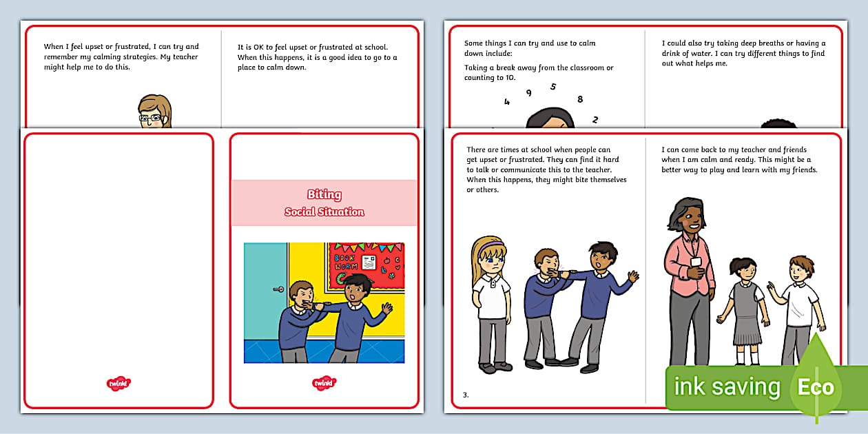 Social Situation: Biting Editable Booklet (teacher made)