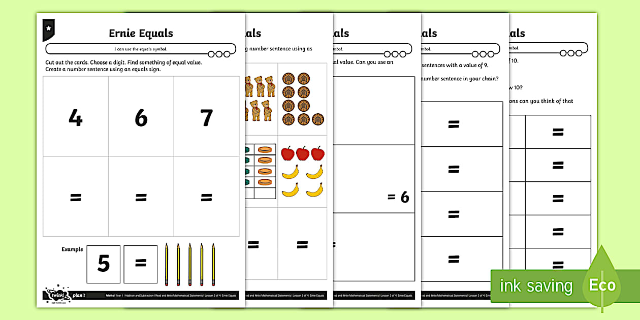 Using the Equals Symbol Differentiated Worksheet / Worksheets