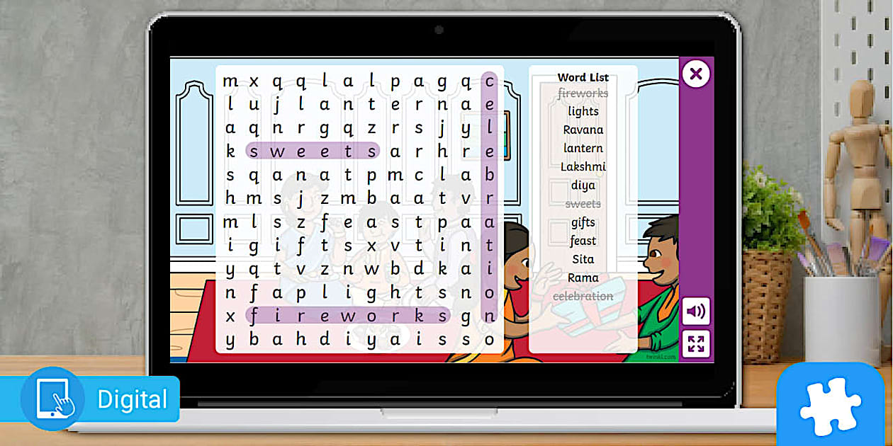 Diwali Interactive Word Search Activity| Twinkl Go! - Twinkl