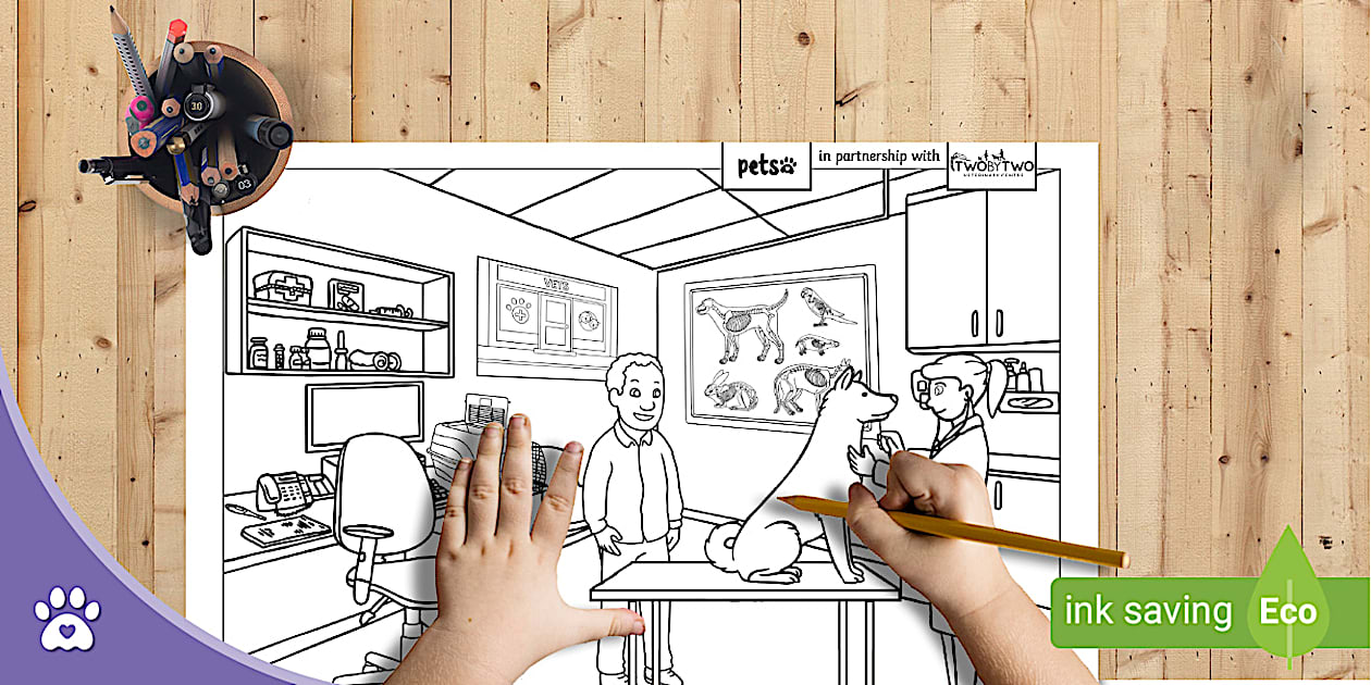 Vet Practice - Colouring Sheet - Pet Colouring - Twinkl Pets