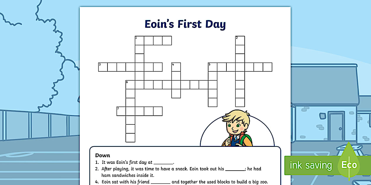 Exploring My World Aistear - Eoin's First Day Crossword