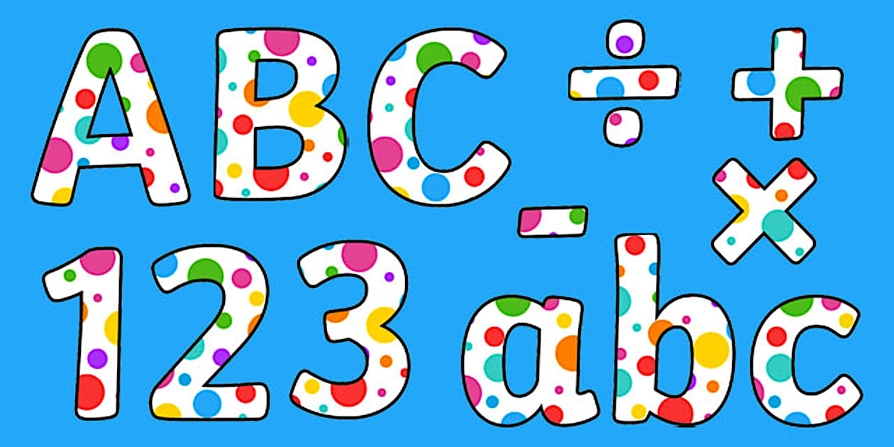 Multicoloured Polka Dot Display Alphabet (teacher made)