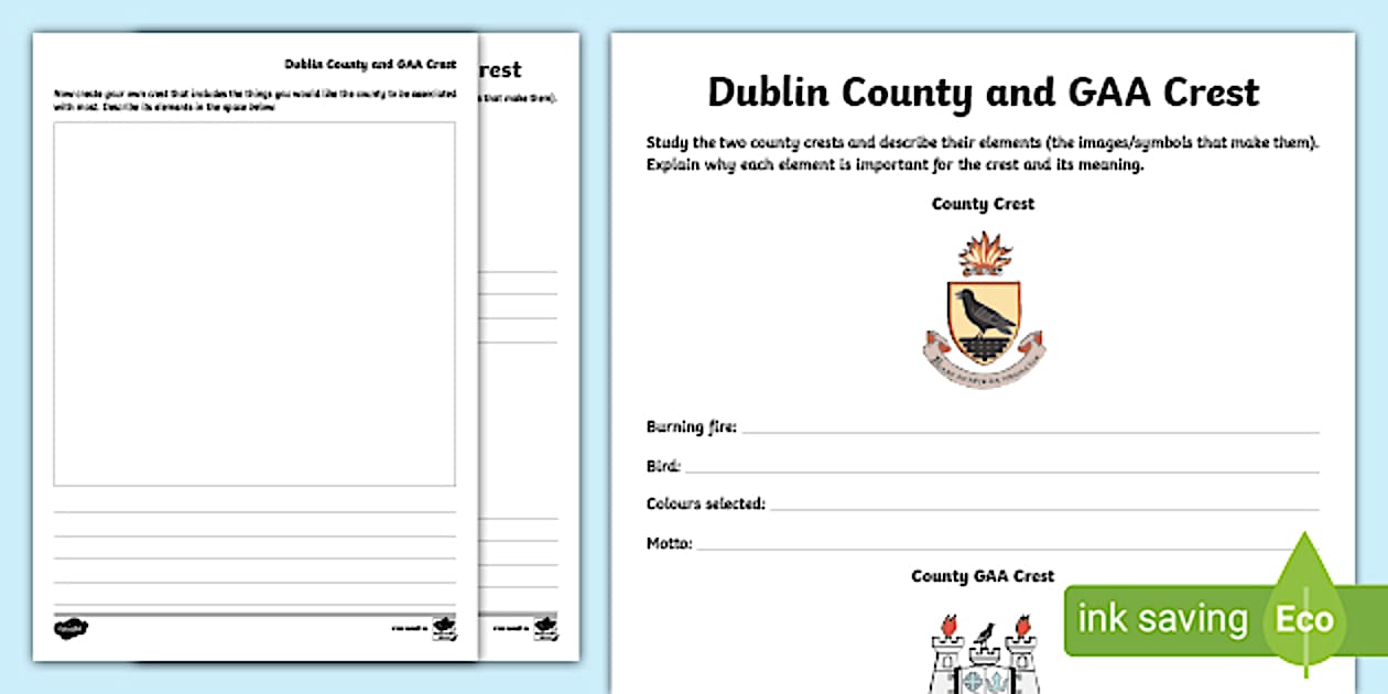 Dublin County and GAA Crest Worksheet / Worksheet - Twinkl