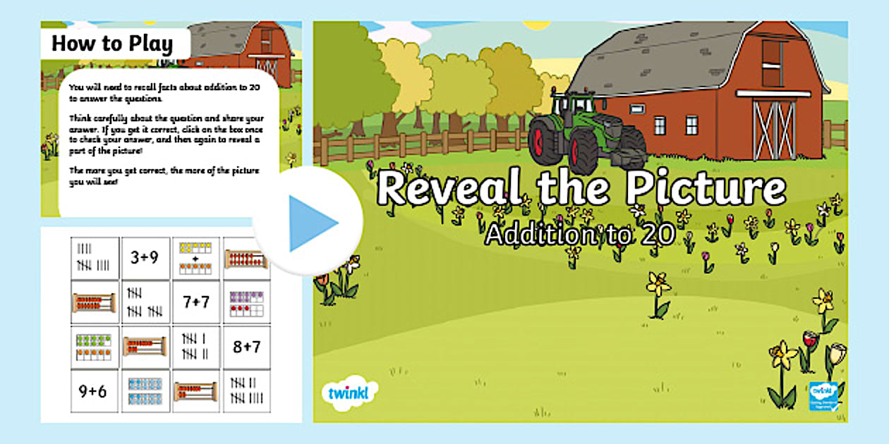 Counting to 20 Game - Farmyard-Themed Reveal the Picture PPT