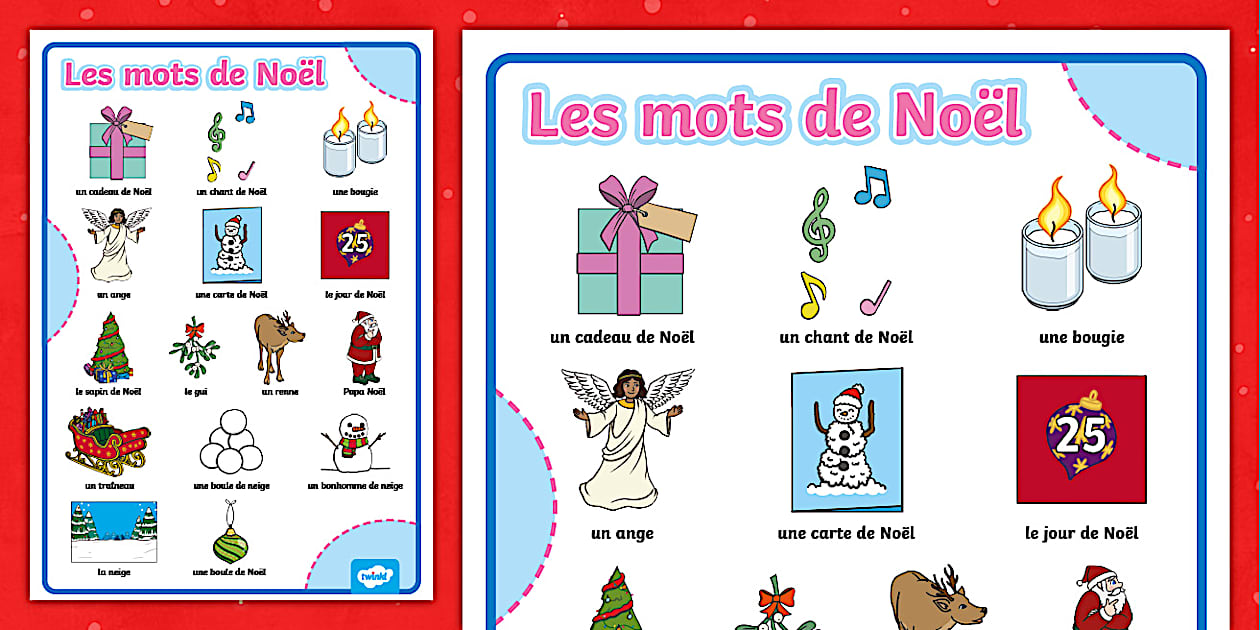 Les mots de Noël Display Poster French - Twinkl