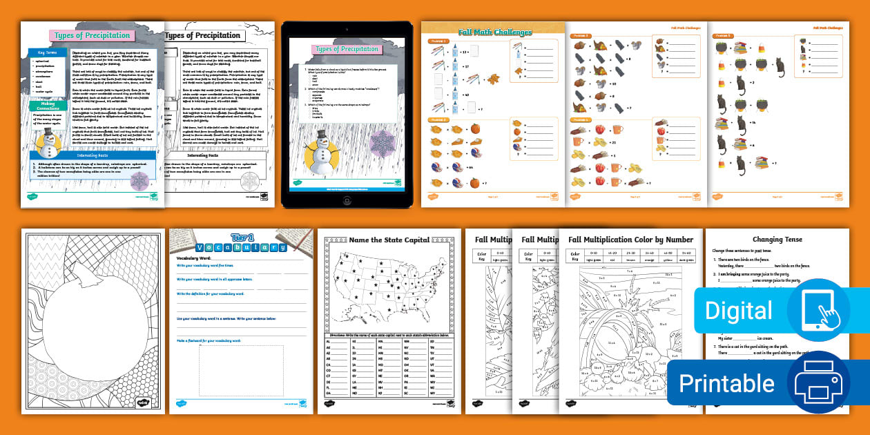 Third Grade Fall Sub Pack
