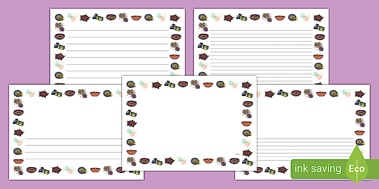 Editable Diwali Page Borders (Landscape) (teacher made)