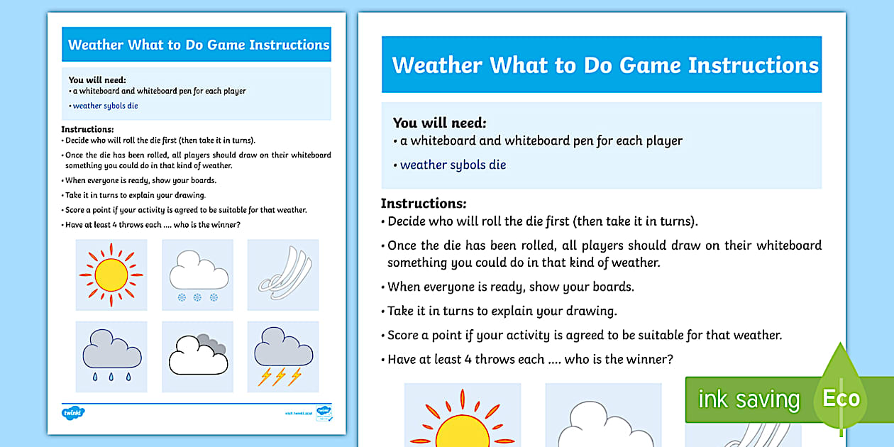 Weather What To Do Game Instructions (teacher made) - Twinkl