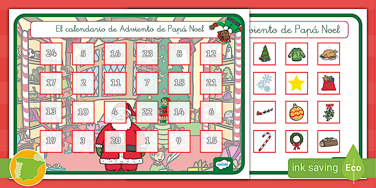 Calendario de Adviento de Papá Noel (teacher made) - Twinkl