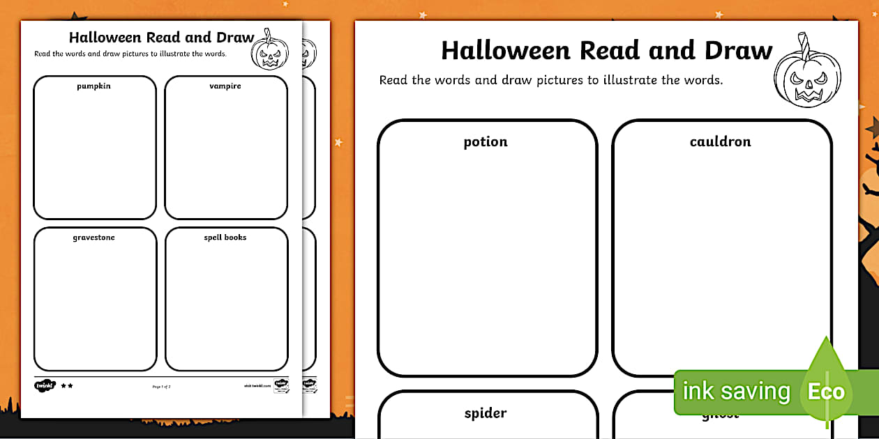 Halloween Read and Draw Worksheet (teacher made) - Twinkl