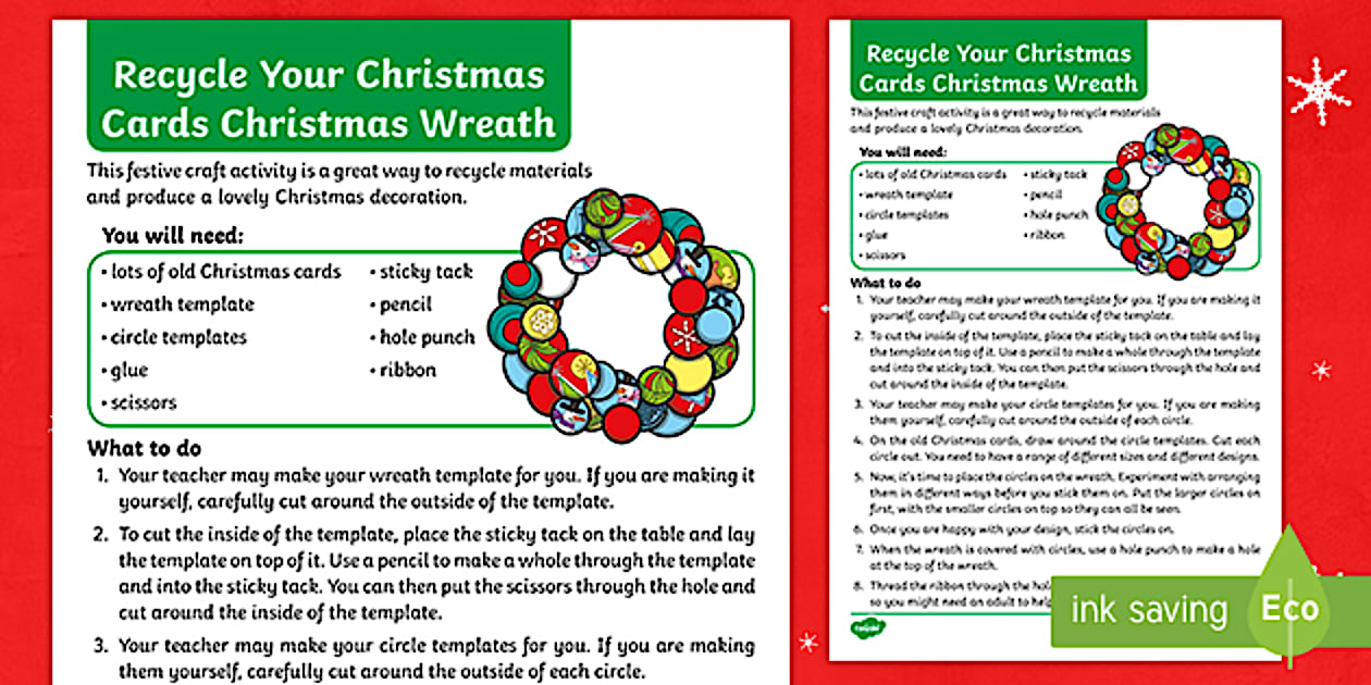 Recycling Christmas Cards | Christmas Wreath Craft | KS1