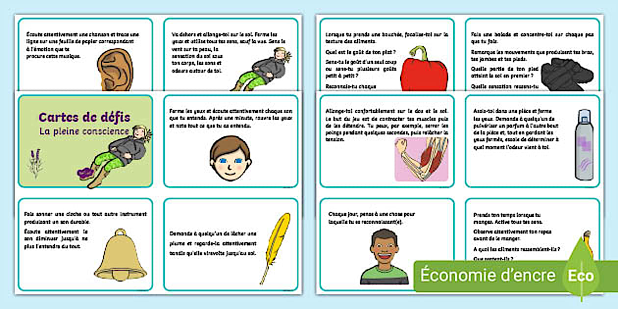 Cartes de défis : La pleine conscience (teacher made)