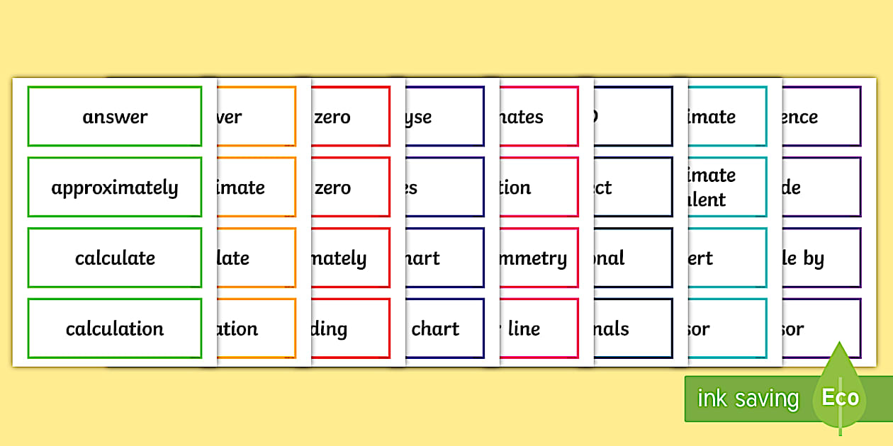 Year 5 2014 National Curriculum Maths Vocabulary Cards Resource Pack