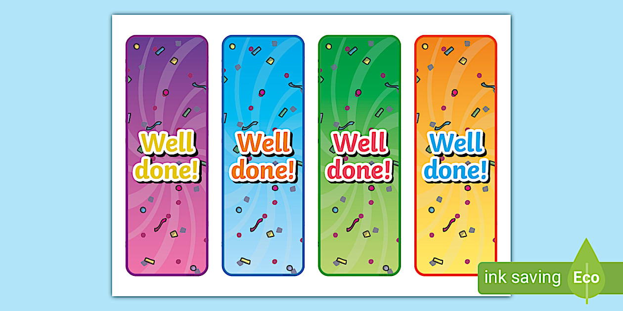 Well Done! Bookmarks (teacher made) - Twinkl