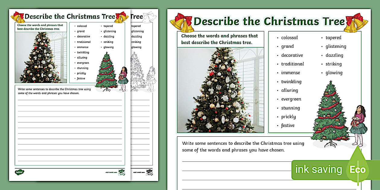 KS2 Describe the Christmas Tree Worksheet - Twinkl