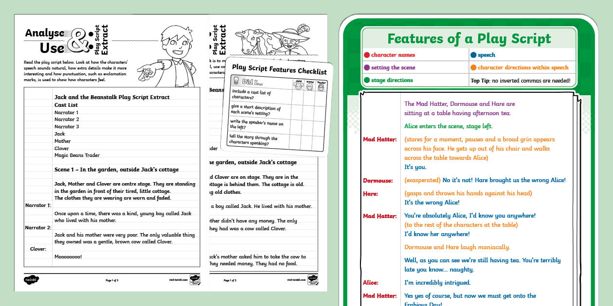 KS1 Analyse & Use/Edit & Improve Jack and the Beanstalk Play Script Extract