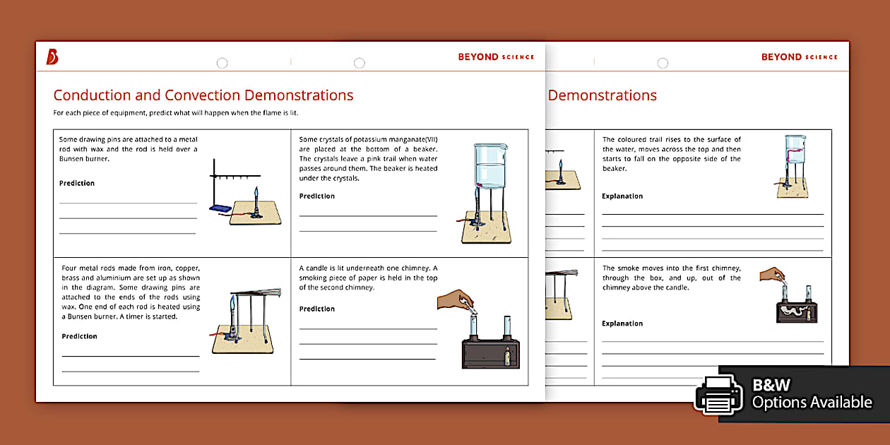 Conduction and Convection Demonstration Worksheets - Twinkl