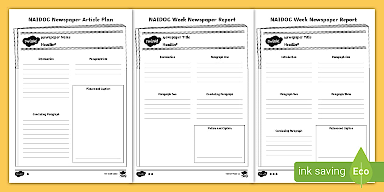 NAIDOC Week Newspaper Article Plan Writing Template - Twinkl