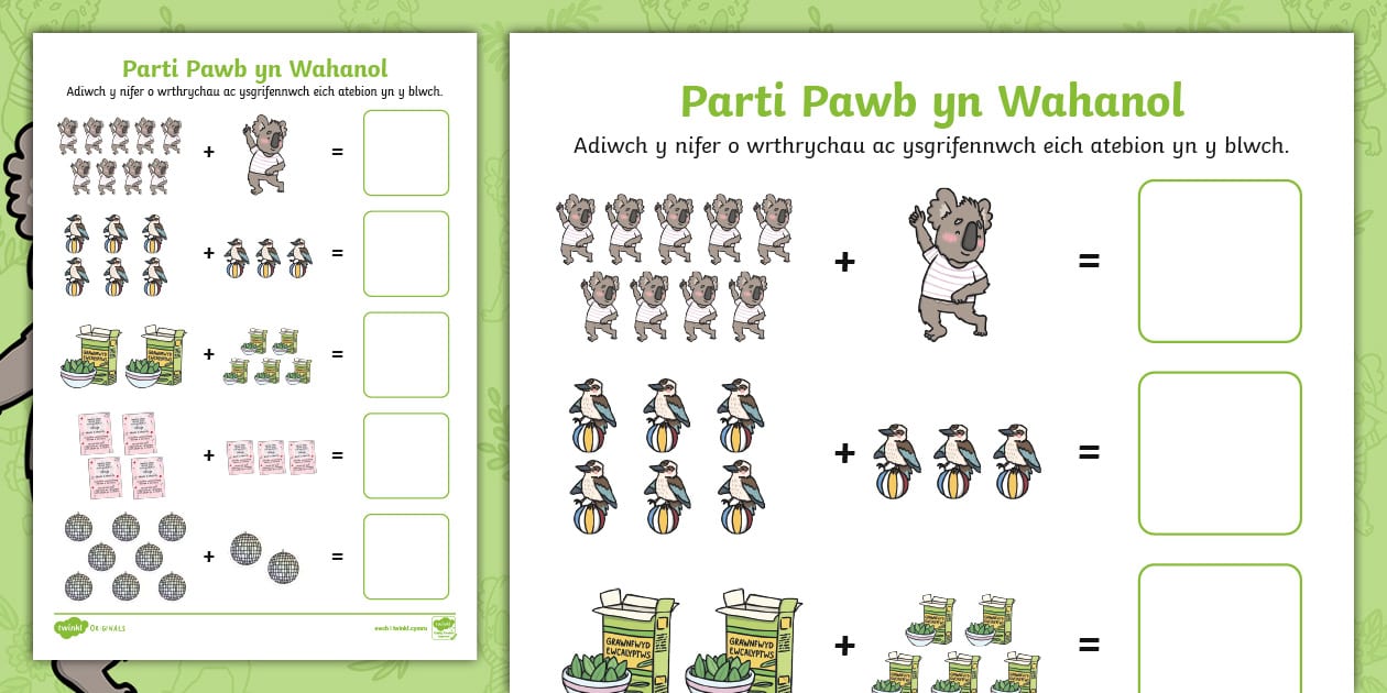 Parti Pawb yn Wahanol: Taflen Adio i 10 (teacher made)