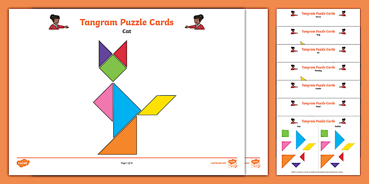 Tangram Puzzle Cards (Hecho por educadores) - Twinkl