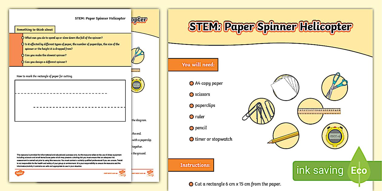 STEM: Paper Spinner Helicopter (teacher made) - Twinkl