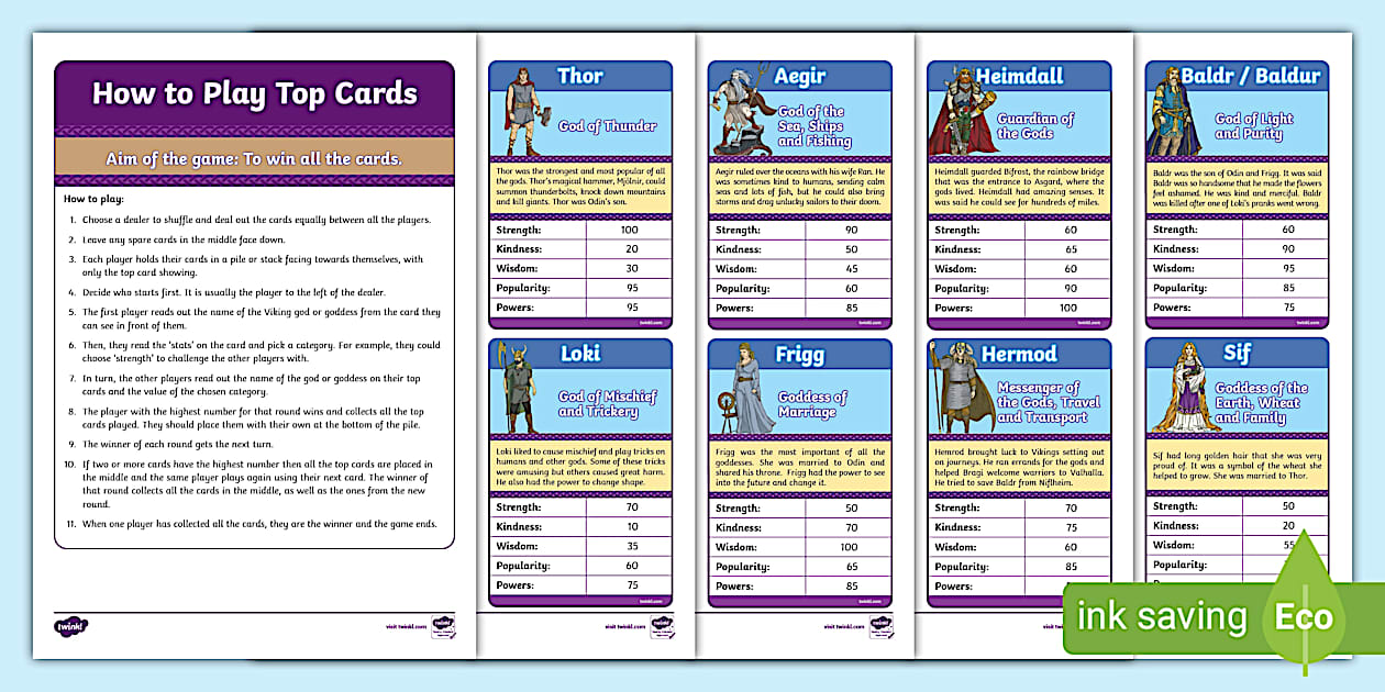 Viking Gods and Goddesses Top Cards (teacher made) - Twinkl