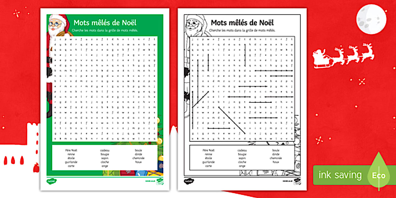 Christmas Differentiated Word Search French (teacher made)