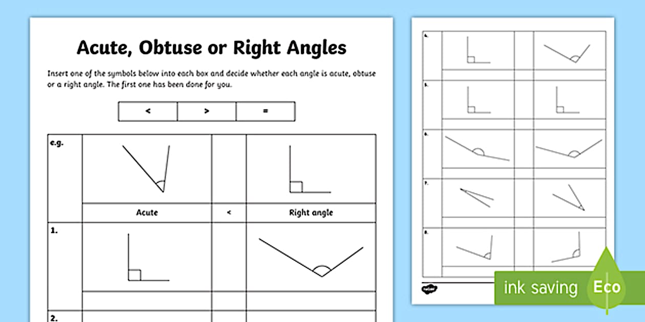 Greater Than or Less Than a Right Angle Activity - Twinkl