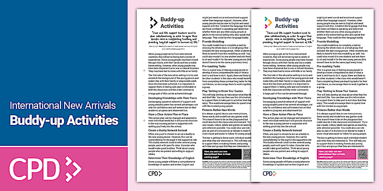 International New Arrivals: Buddy-up Activities - Twinkl