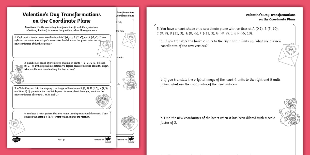 8th Valentine's Day Transformations on the Coordinate Plane