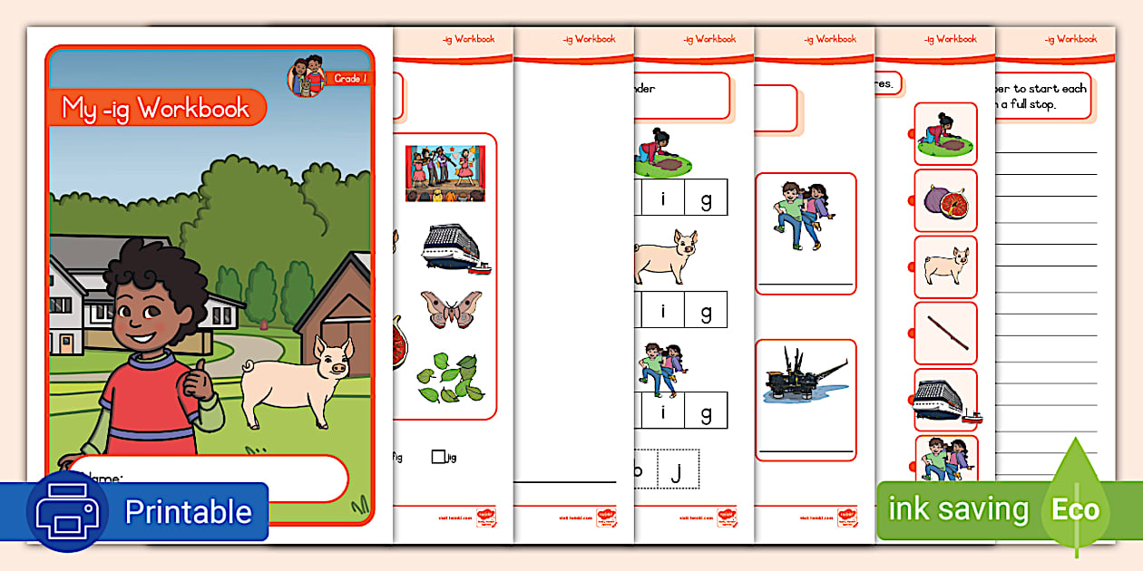 Grade 1 Phonics: -ig Workbook (teacher made) - Twinkl