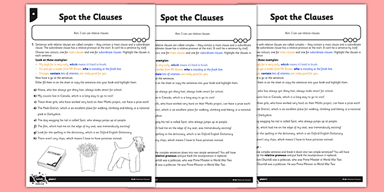 Relative Clauses - Spot the Clauses Worksheet Pack - ESL Relative Clauses