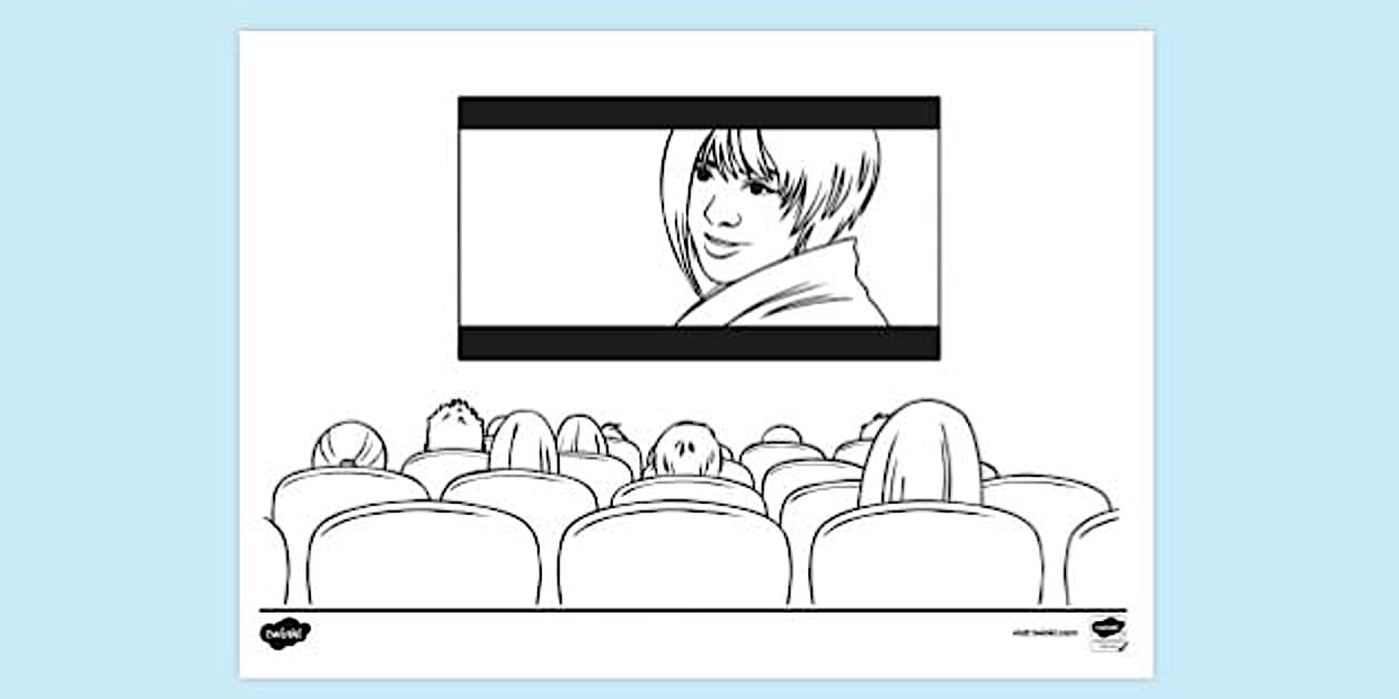 Watching Film Movie Cinema Colouring | Colouring Sheets