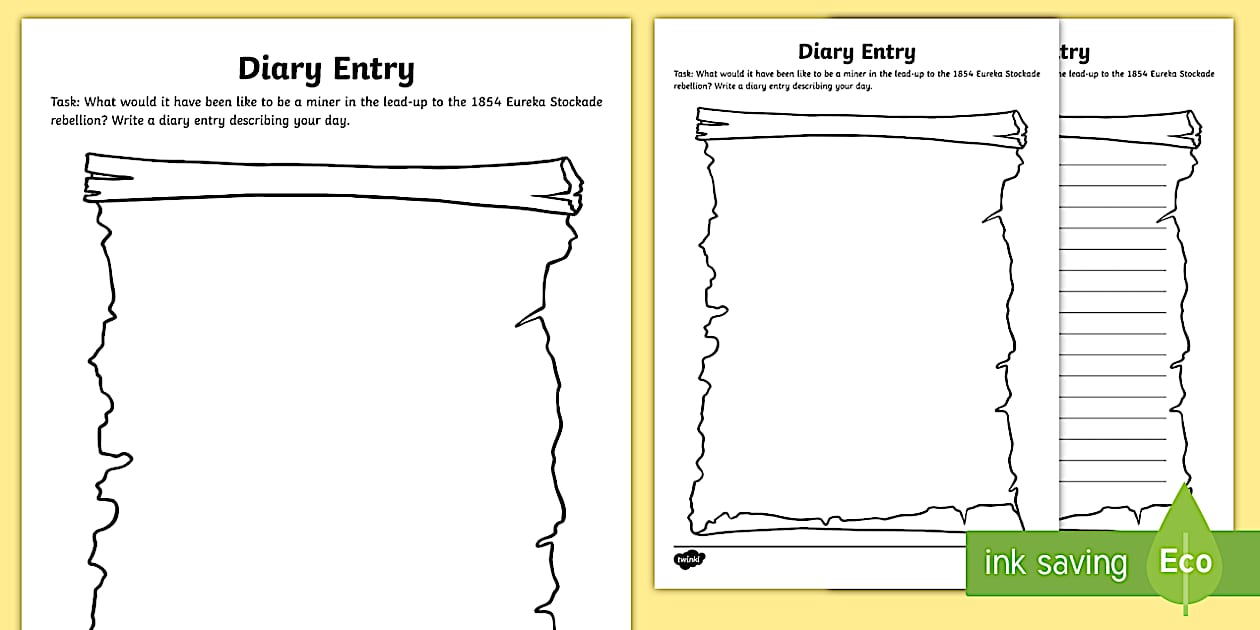 Eureka Stockade Diary Entry Worksheet (teacher made)