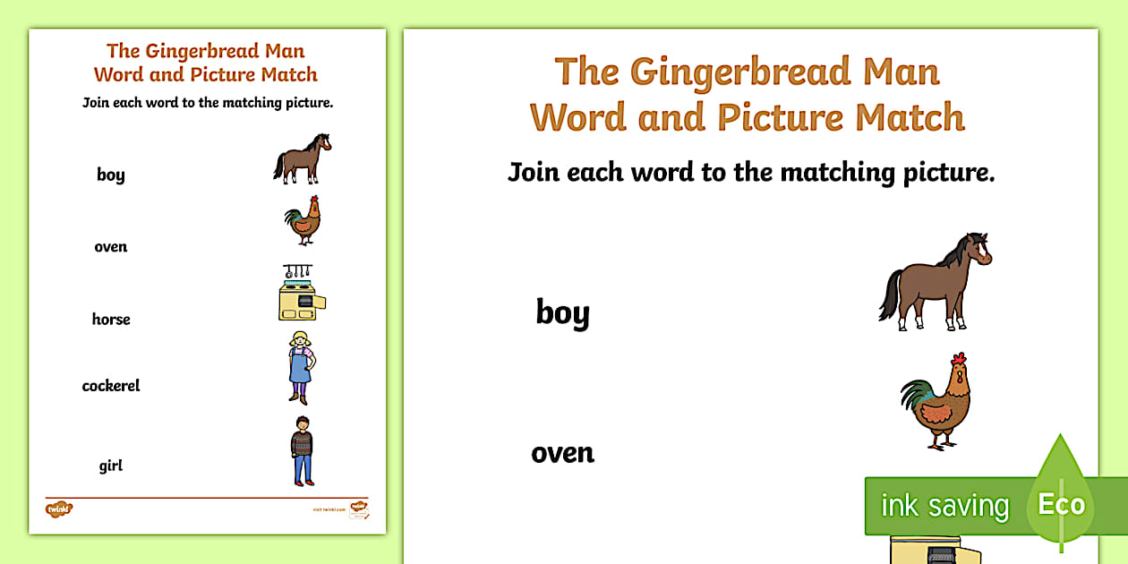 The Gingerbread Man Word and Picture Match (teacher made)