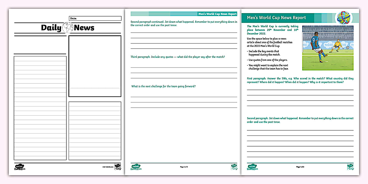 2022 Men’s World Cup Newspaper Report Writing Activity | News for Kids