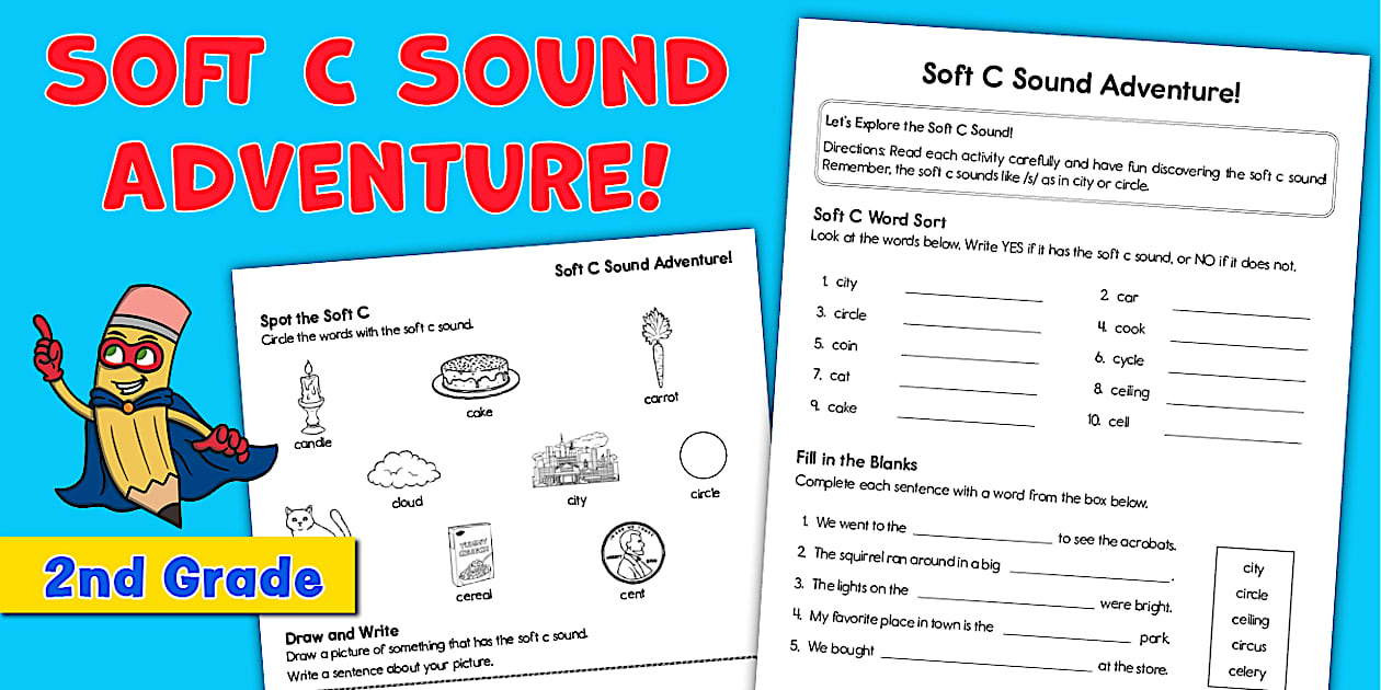 Second Grade Soft C Sound Adventure! Worksheet - Twinkl