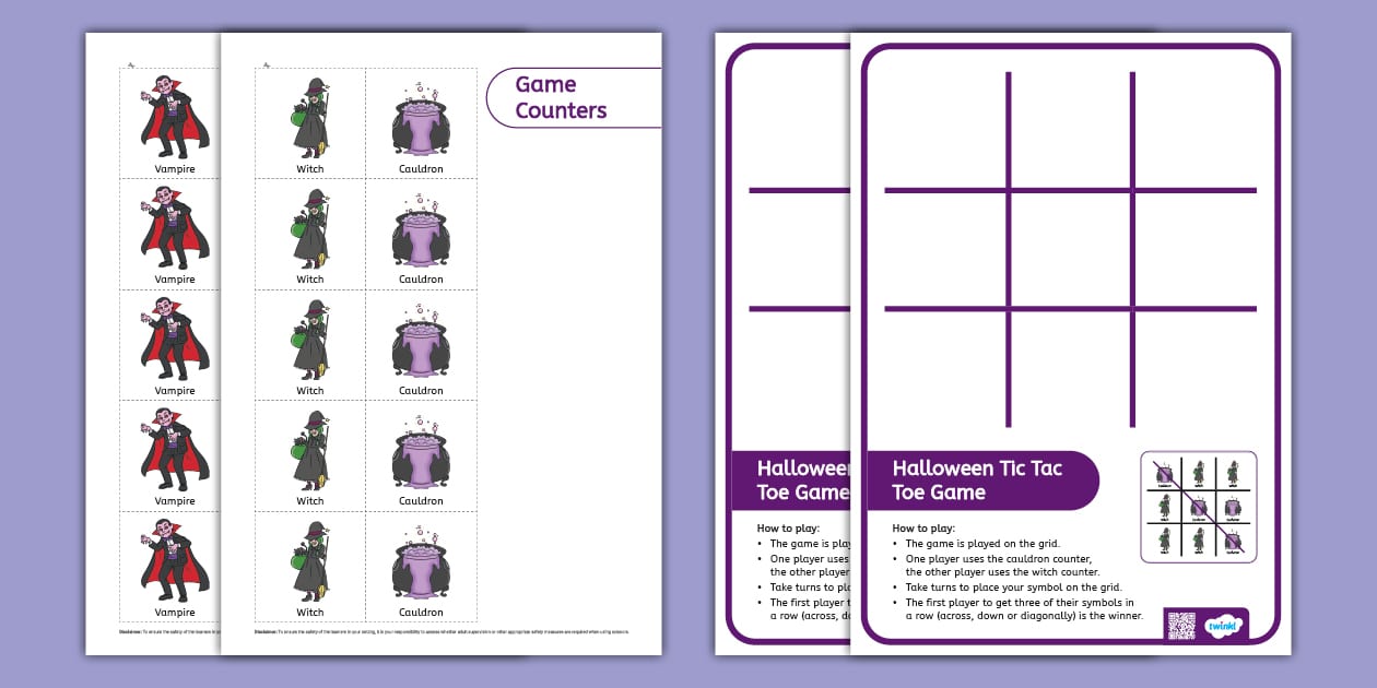 ハロウィン 〇 ゲーム Halloween tic tac toe activity sheet