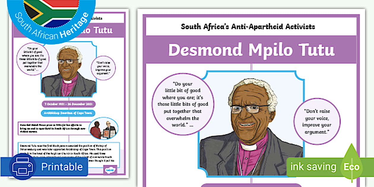 Desmond Tutu Infographic - Twinkl South Africa - Printable