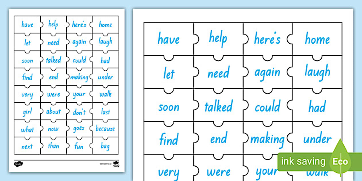 New Zealand Blue Sight Words Jigsaw Puzzle (teacher made)