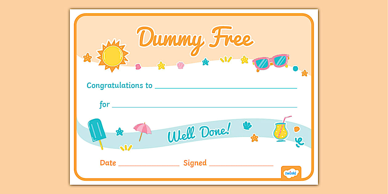 Summer Vibes Themed Dummy Free Certificate (teacher made)