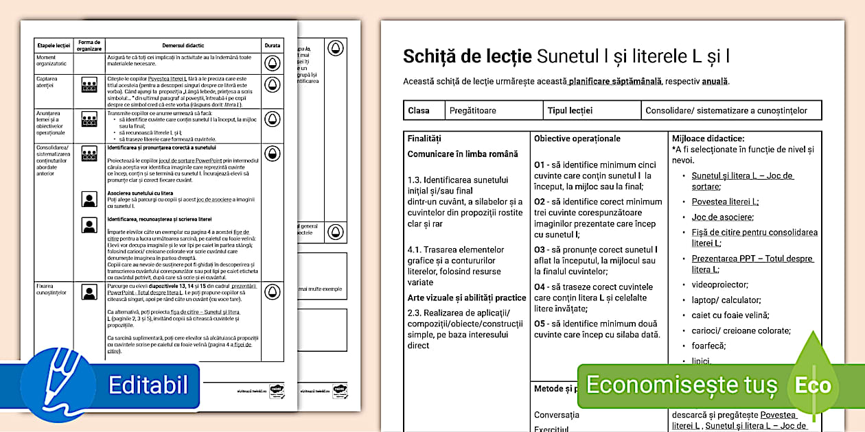 Consolidare sunetul și literele l,L – Lecție pregătitoare