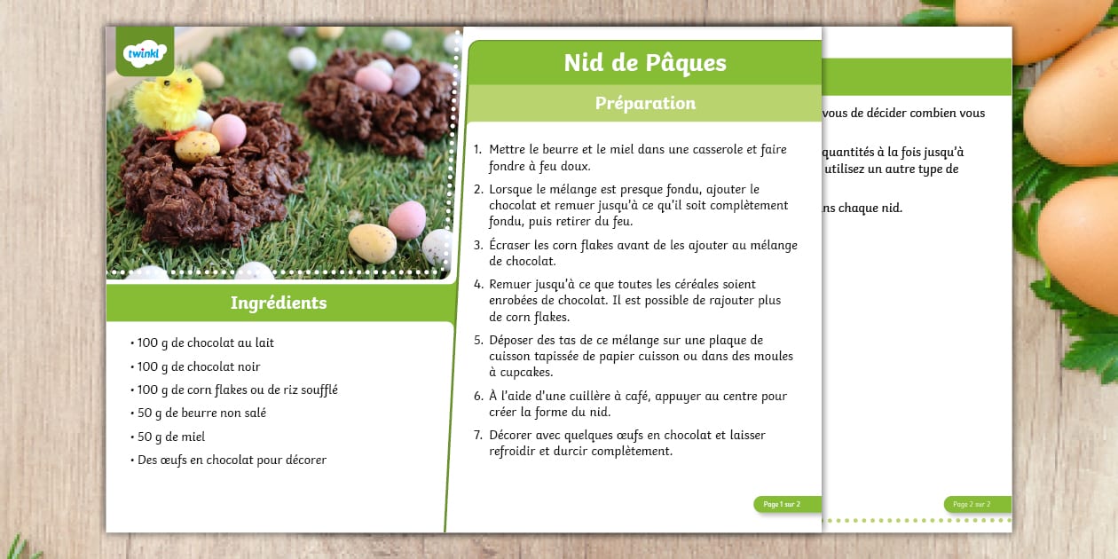 Recette de nids de Pâques pour les enfants (teacher made)