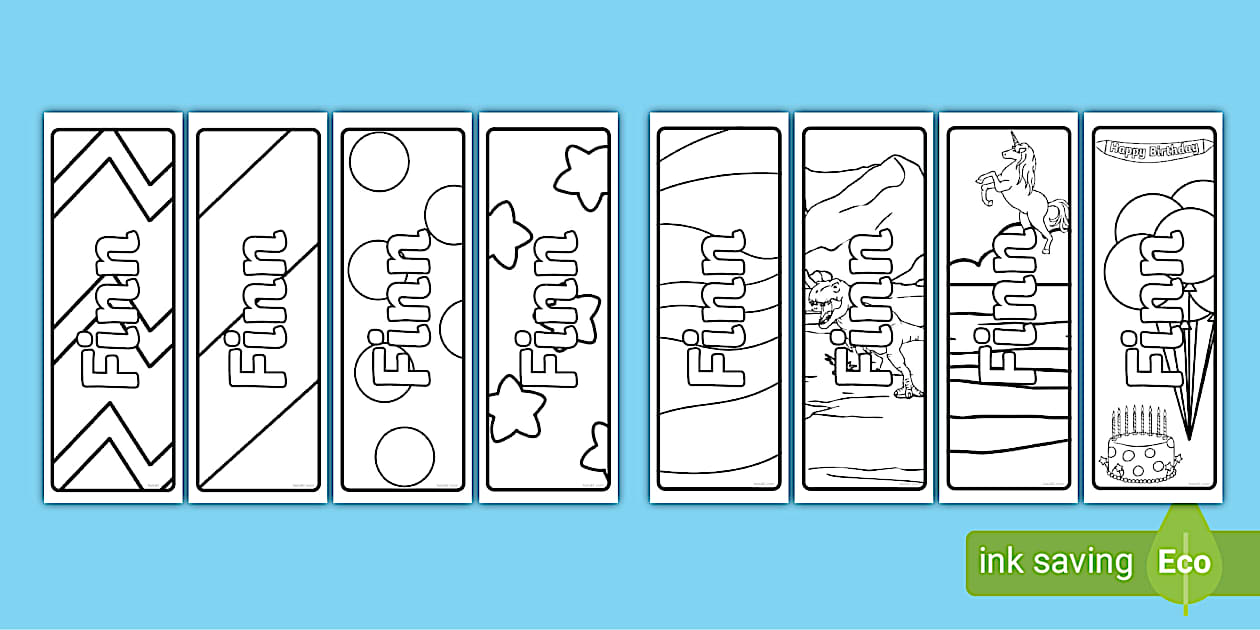 Finn Name Simple Colouring Bookmarks | Twinkl | KS1 | Books