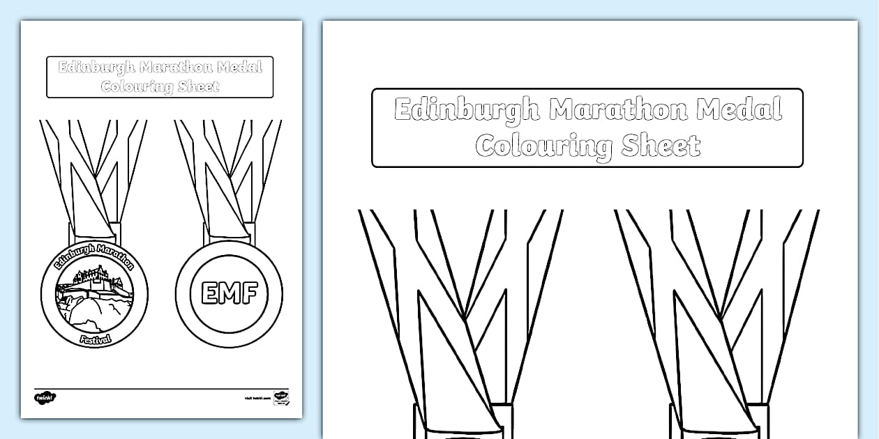 Edinburgh Marathon Medal Colouring Sheet (teacher made)