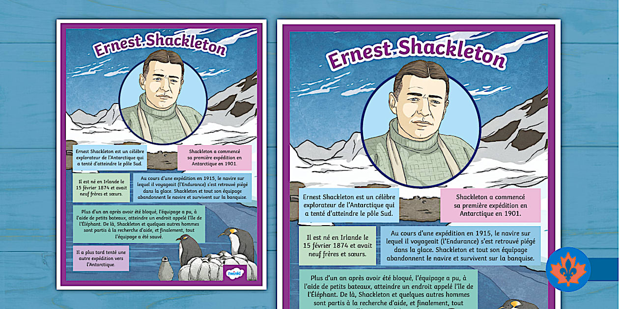 Ernest Shackleton Display Poster French (teacher made)