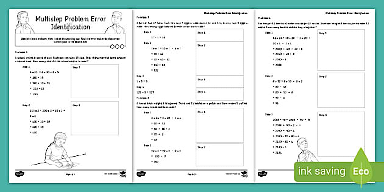 Multi-step Error Identification Worksheet | Years 5&6 Maths