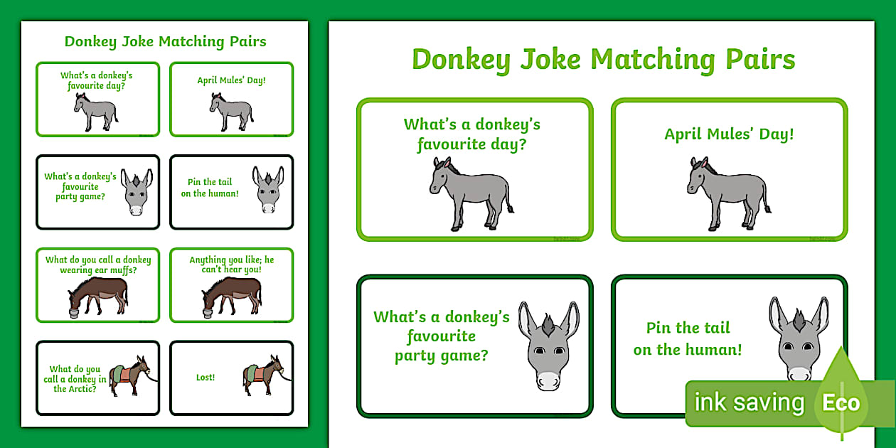 Donkey Joke Matching Pairs (Teacher-Made) - Twinkl
