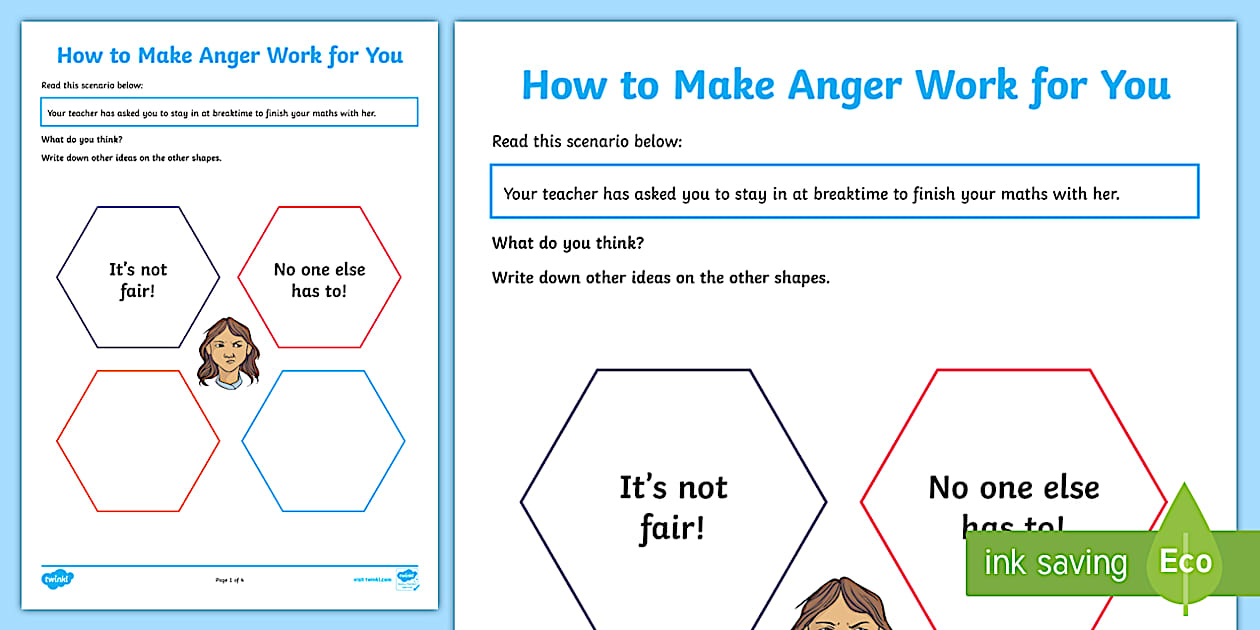 How to Make Anger Work for You Worksheet (teacher made)