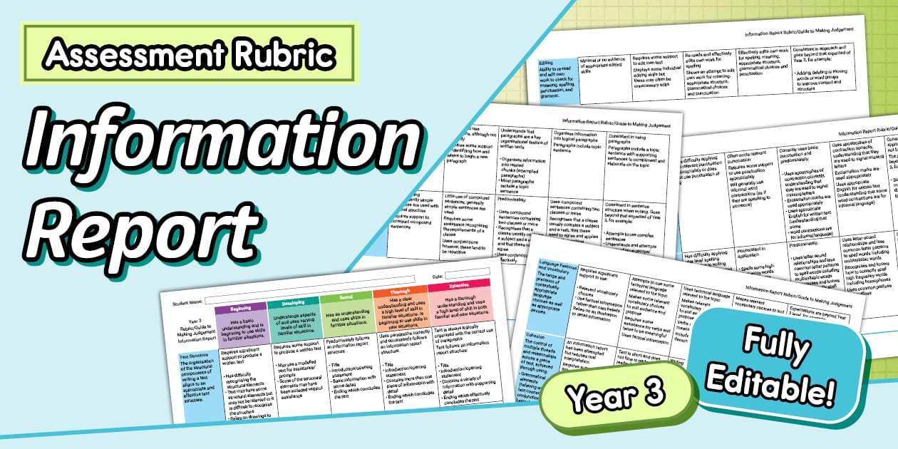 Australian Curriculum Year 3 Narrative Assessment Rubric/Guide to Making